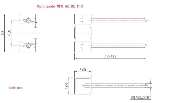MPO GUIDE PINs Stainless Steel MPO Male Connector