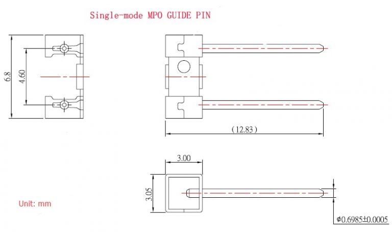 MPO GUIDE PINs Stainless Steel MPO Male Connector